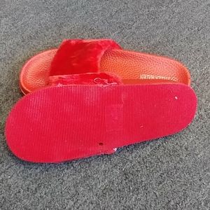 Shoes | Red Fur Rubber Sole Slip On | Poshmark